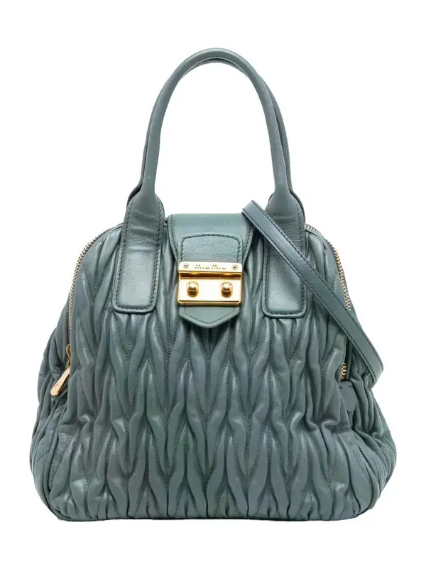 Miu Miu 2010 Matelasse Nappa Top Handle Satchel - Green