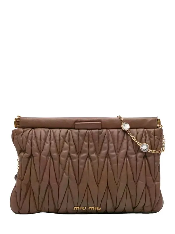 Miu Miu Matelasse Nappa Frame Chain Shoulder Bag - Brown