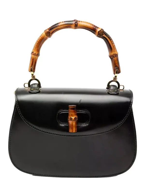 Gucci 20th Century Calfskin Bamboo Night Satchel - Black