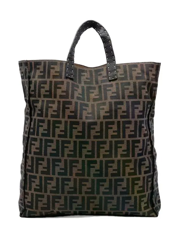 Fendi Zucca Canvas Selleria Shopping Tote Bag - Brown