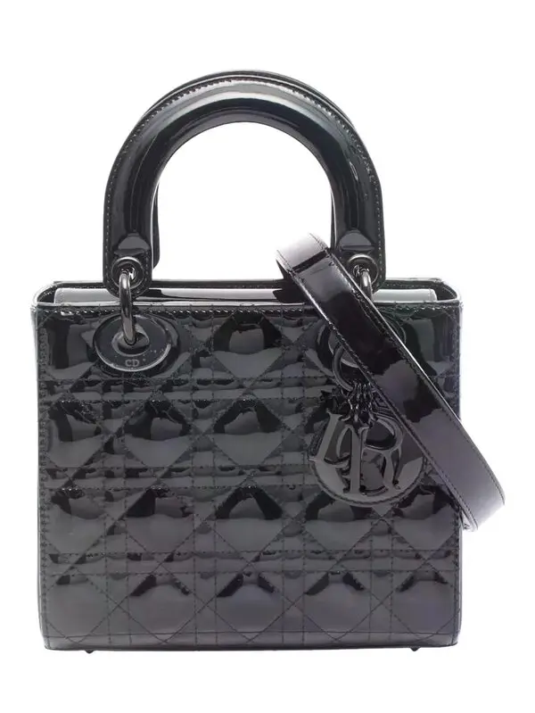 Dior 2021 Small Patent Lady Handbag - Black