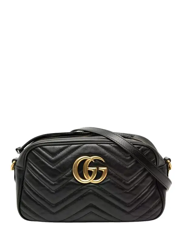 Gucci Small Gg Marmont Matelassé Leather Crossbody Bag - Black