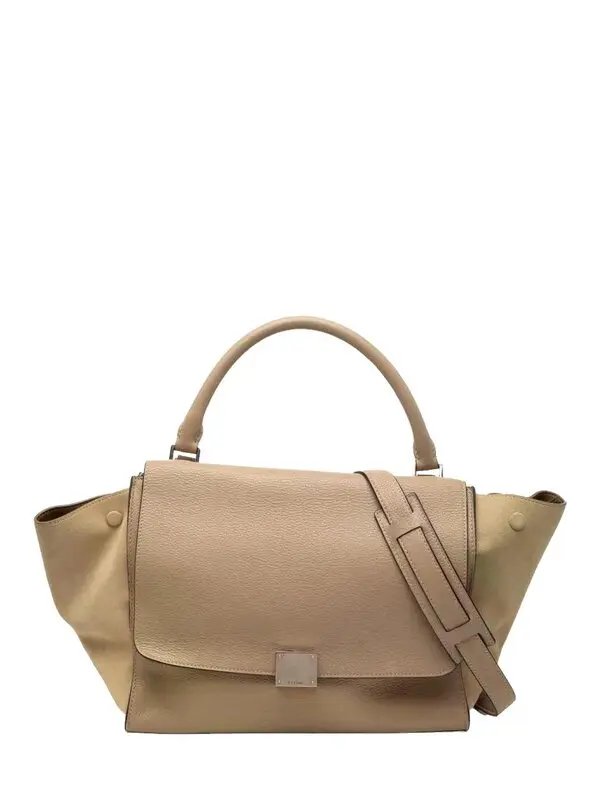 Celine 2012 Medium Drummed Calfskin And Suede Trapeze Satchel - Brown