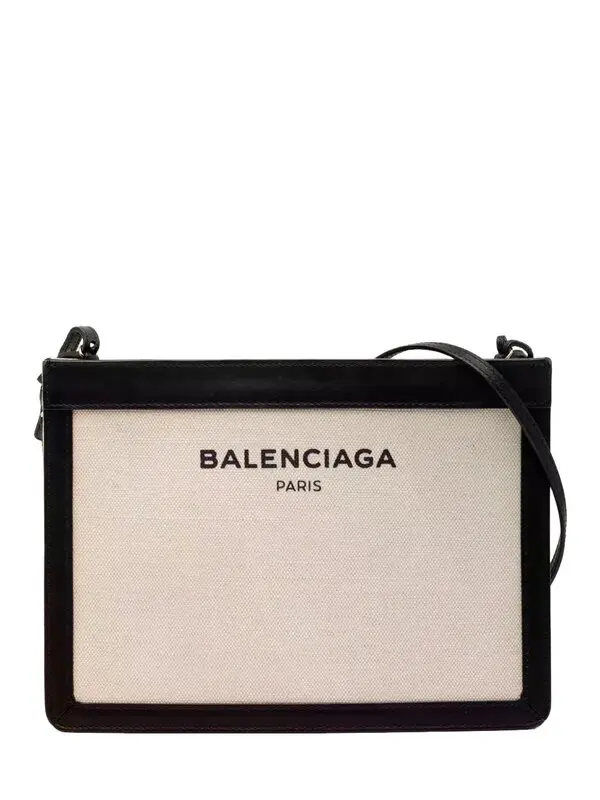 Balenciaga 2018 Canvas Navy Pochette Crossbody Bag - Brown
