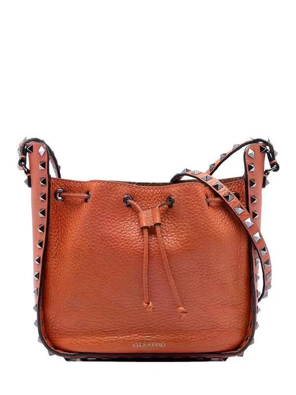 Valentino Garavani Grained Calfskin Rockstud Bucket Bag - Brown