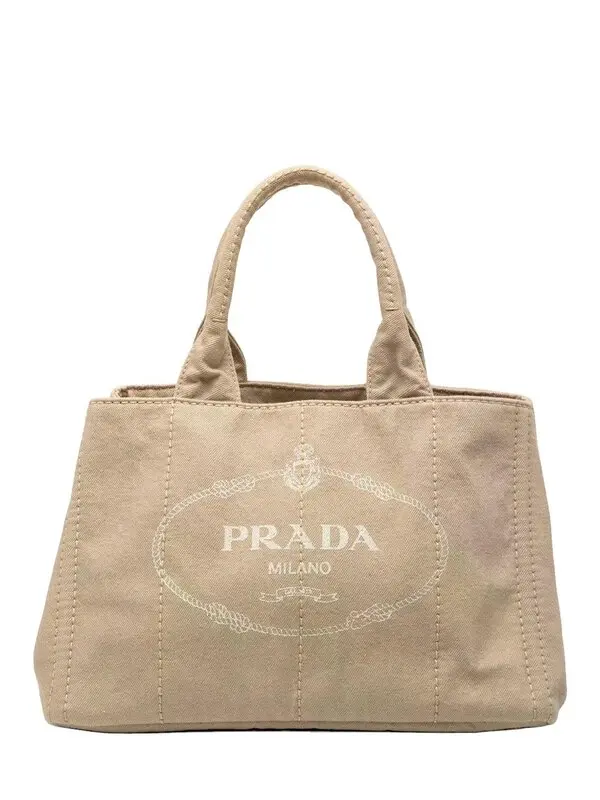 Prada Canvas Canapa Logo Satchel - Brown
