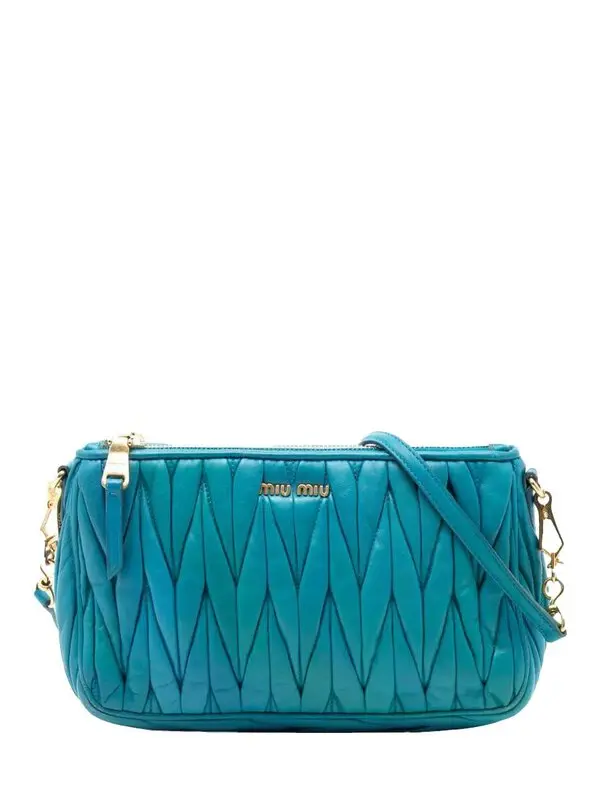 Miu Miu Matelassé Nappa Shoulder Bag - Blue