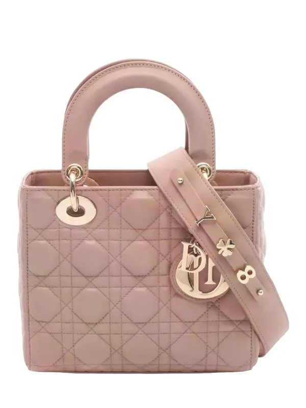 Dior 2010-2025 Small Lambskin Cannage My Abcdior Lady Satchel - Pink