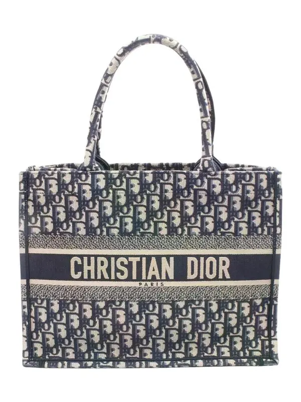 Dior 2010-2025 Medium Oblique Book Tote Bag - Blue