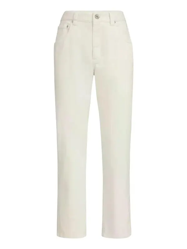 Brunello Cucinelli Dyed Denim Trousers With Bartack - Neutrals