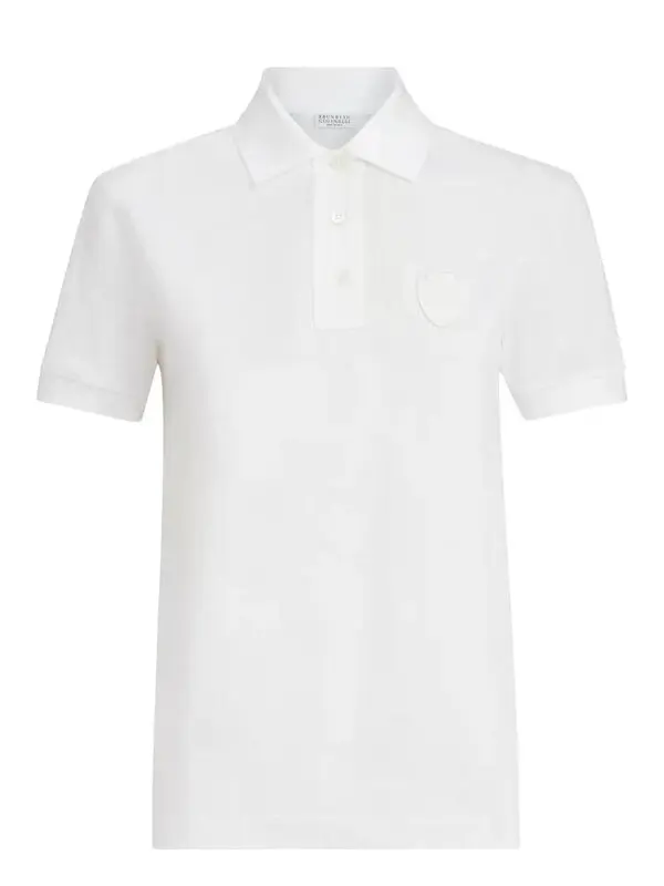 Brunello Cucinelli Stretch Cotton Piqué Polo Shirt With Logo - White