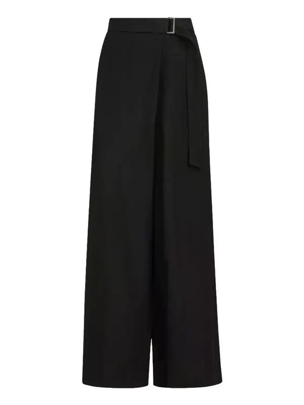 Brunello Cucinelli Viscose And Linen Twill Wrap Trousers - Black