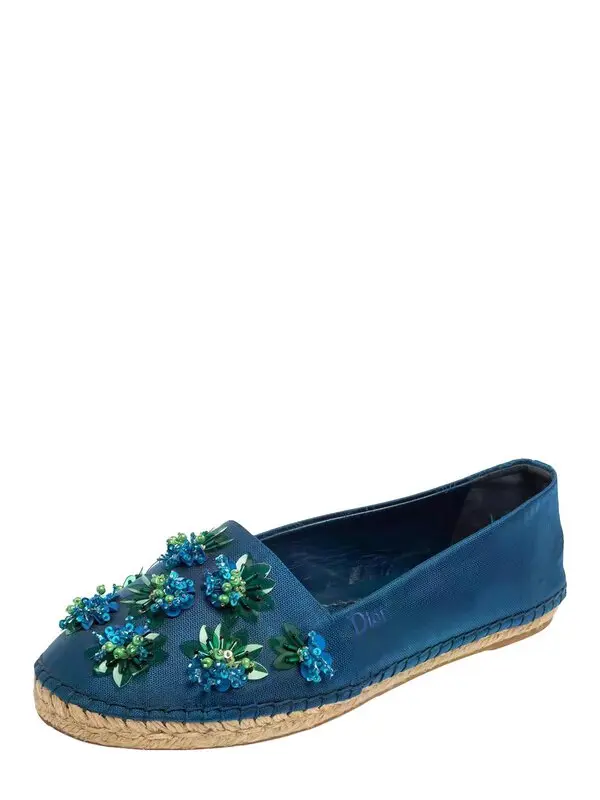 Dior Mesh Espadrille Flats - Blue