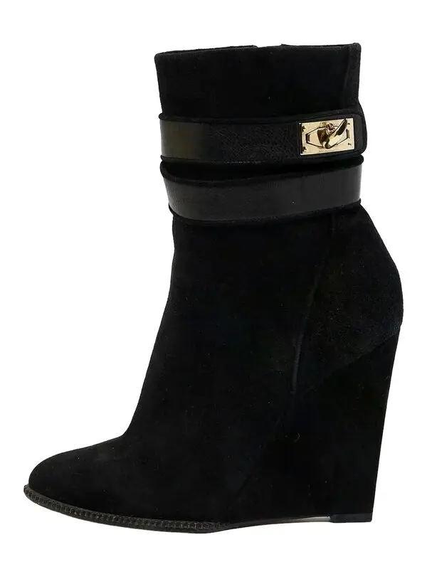 Givenchy 110mm Shark Lock Suede Boots - Black