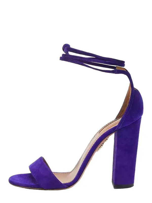 AQUAZZURA 110mm Suede Block Heel Sandals - Purple