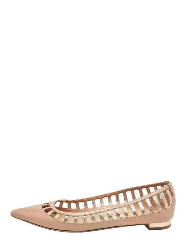 AQUAZZURA Leather Cut-out Flats - Neutrals