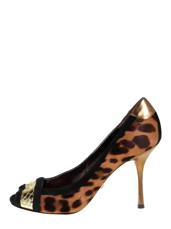 Dolce & Gabbana Leopard Print Pony Hair Pumps - Brown