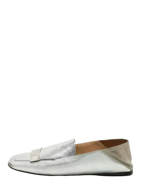 SERGIO ROSSI Metallic Buckle Loafers - Grey