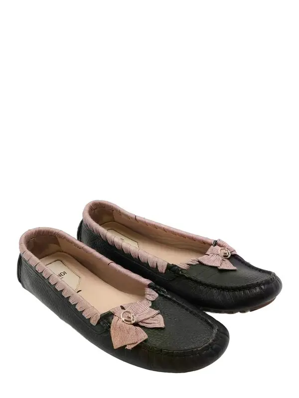 Fendi Leather Bow Loafers - Black