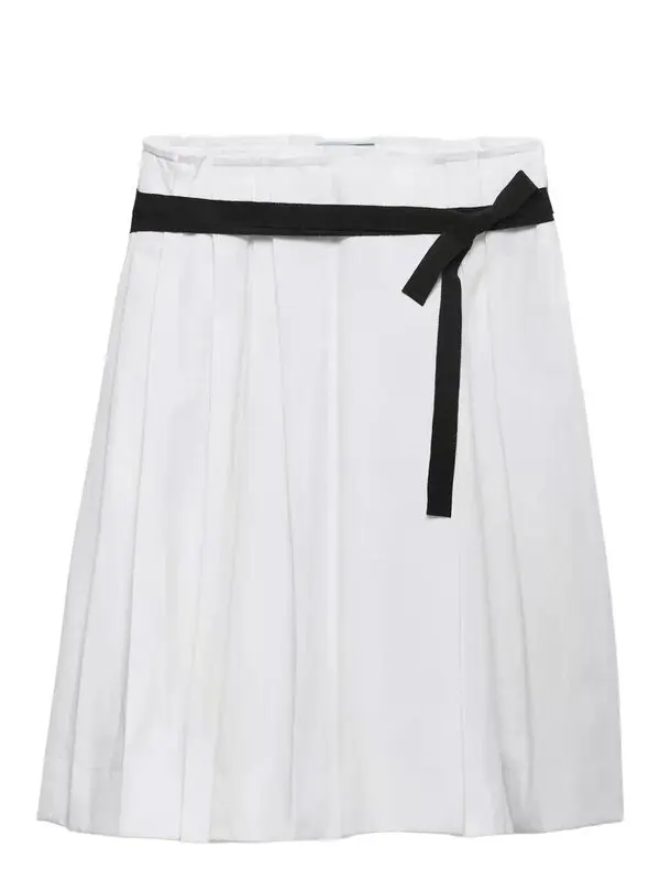 Prada Belted Gabardine Skirt - White