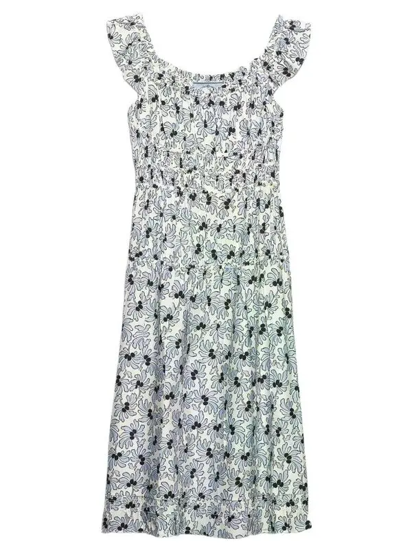 Prada Floral-print Pongé Dress - White