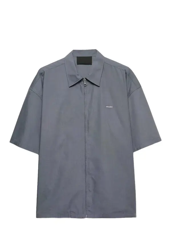 Prada Short-sleeved Technical Cotton Shirt - Grey