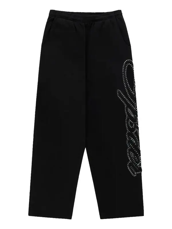 SP5DER Rhinestone-embellished Track Pants - Black