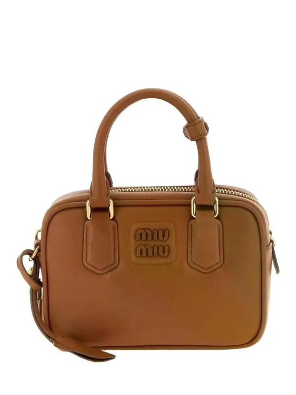 Miu Miu Tote Bag With Logo - Brown