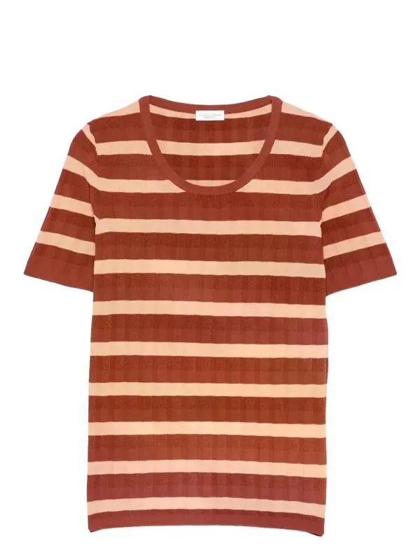 ROBERTO COLLINA Striped Short-sleeve T-shirt - Orange