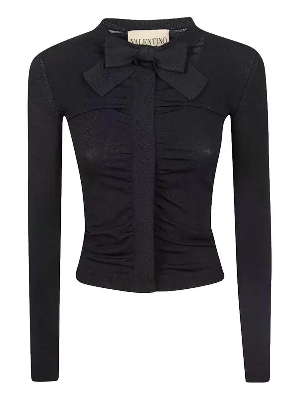 Valentino Garavani Bow-detail Gathered Top - Black