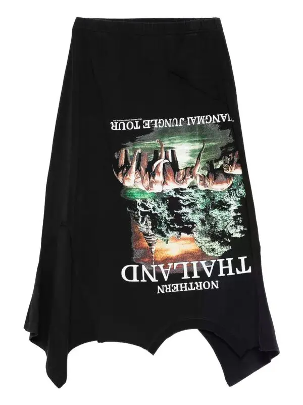 Vetements Tourist Graphic-distressed Midi Skirt - Black