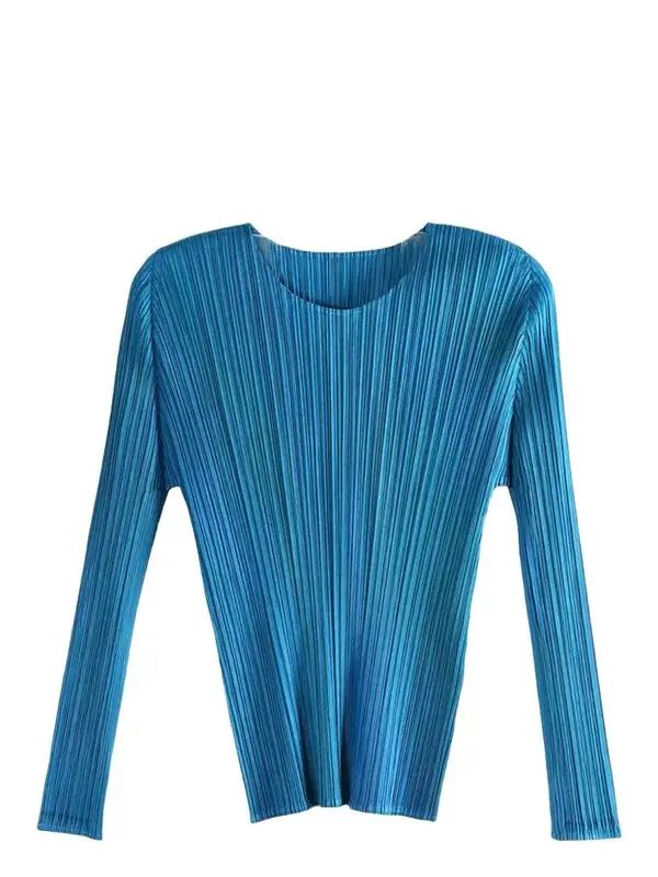 Issey Miyake Pleated Long-sleeve Top - Blue