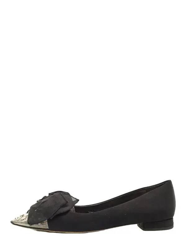 Miu Miu Crystal-embellished Bow Flat Pumps - Black