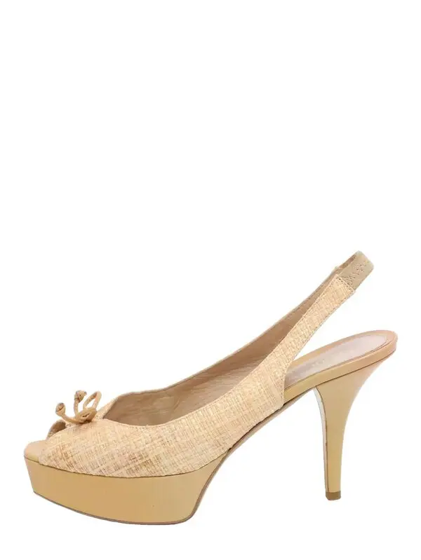 Fendi Woven Platform Slingback Pumps - Neutrals
