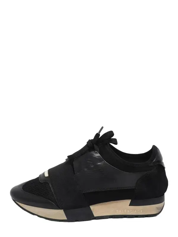 Balenciaga Leather Logo-detail Lace-up Sneakers - Black