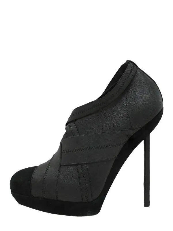 Saint Laurent Elastic Suede Platform Stiletto Boots - Black