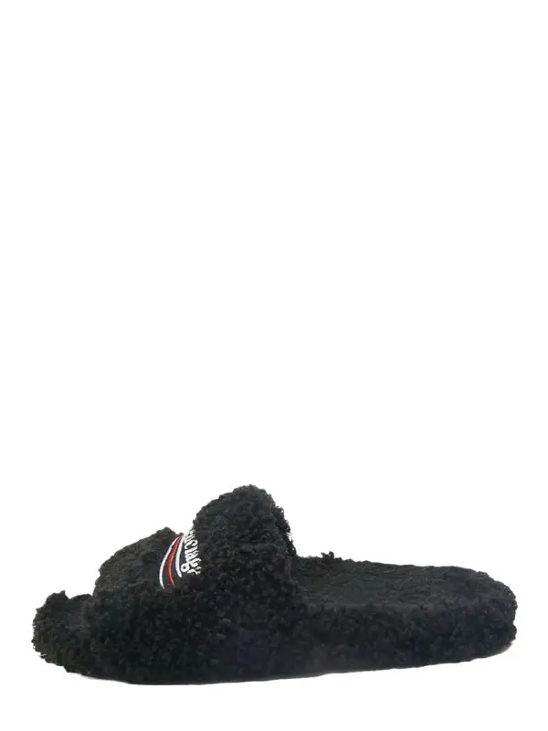 Balenciaga Furry Slippers - Black