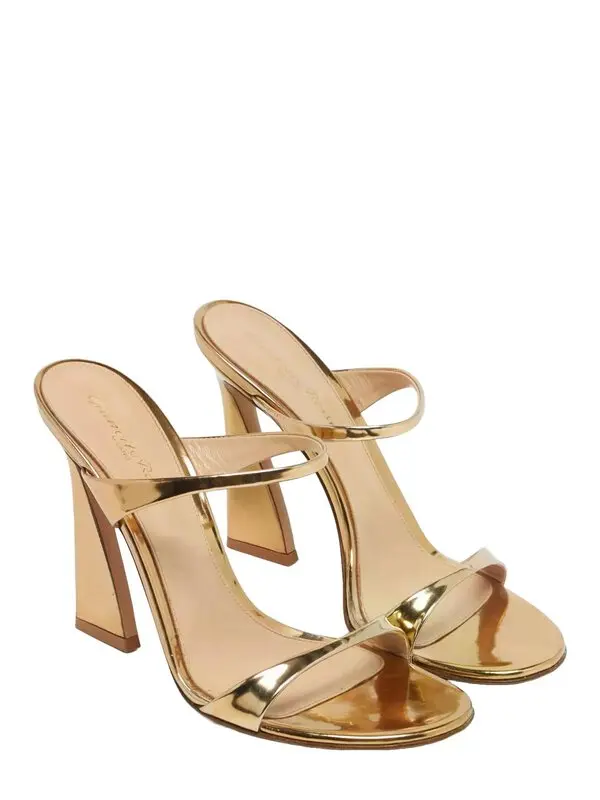 GIANVITO ROSSI Aura Leather Sandals - Gold