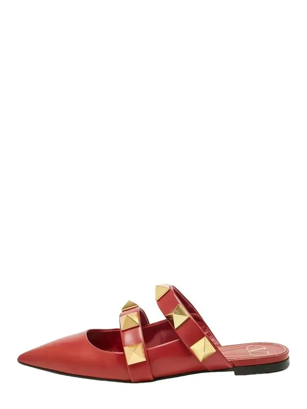 Valentino Garavani Leather Studded Mules - Red