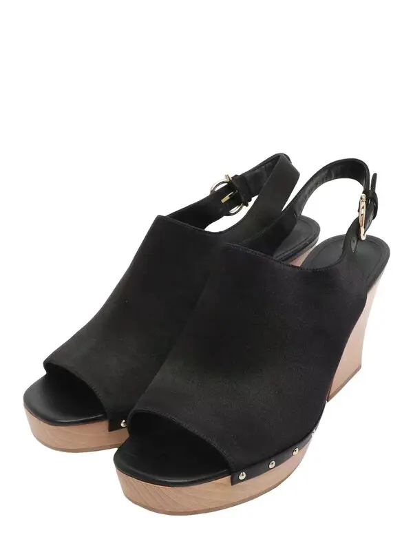 FERRAGAMO Wedge Slingback Sandals - Black