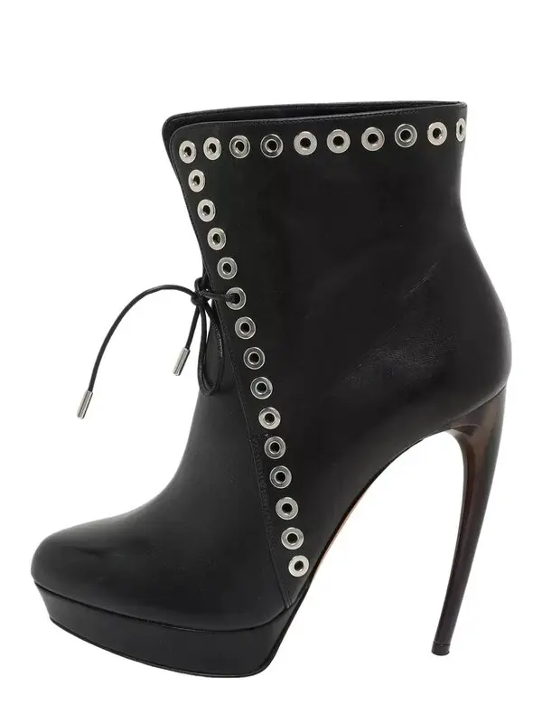 Alexander McQueen Leather Ankle Boots - Black