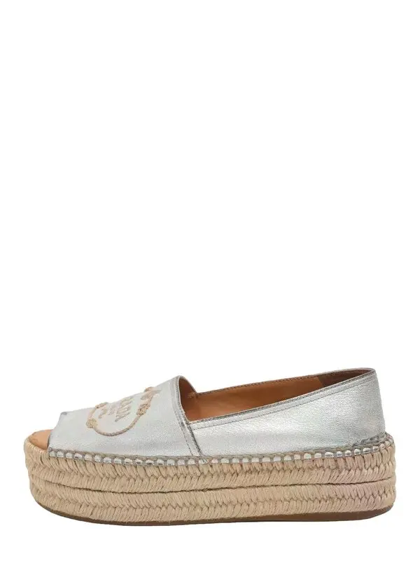 Prada Jute Platform Espadrilles - Silver