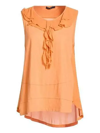 High Ruched Sleeveless Top - Orange