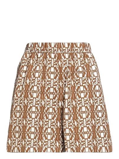 Max Mara Cotton Printed High Waisted Shorts - Brown