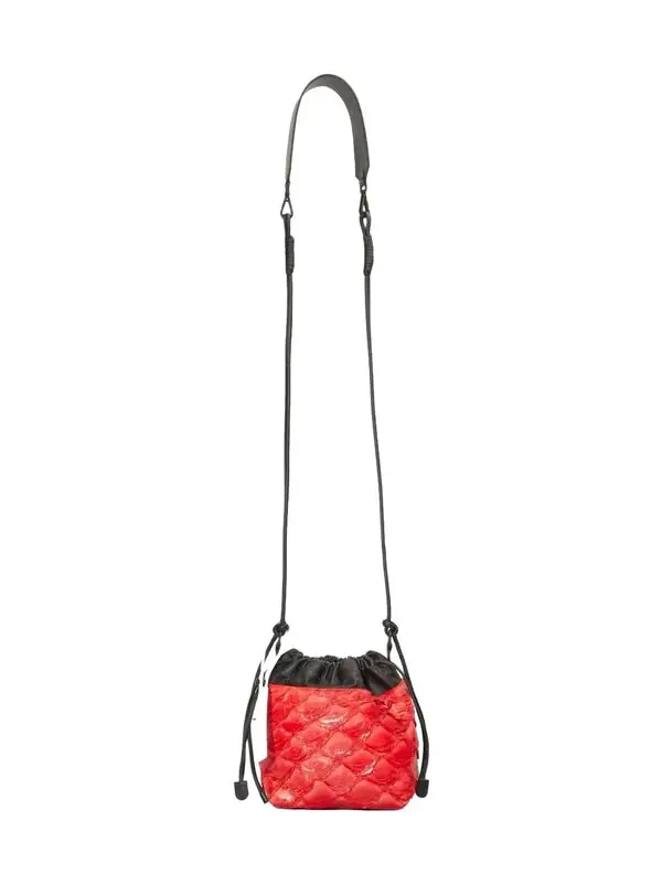 OSKLEN Taira Textu-leather Drawstring Shoulder Bag - Red