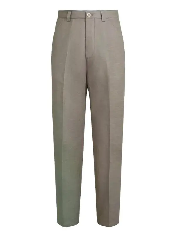 Brunello Cucinelli Cotton And Linen Panama Trousers - Grey
