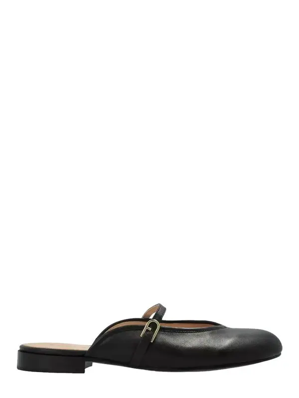 Furla Etoile Strap-detail Leather Mules - Black