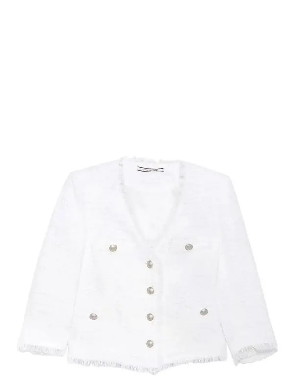 Tagliatore Dharma V-neck Tweed Jacket - White