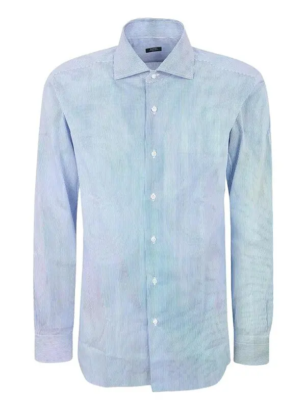 BARBA NAPOLI Cotton Striped Shirt - Blue