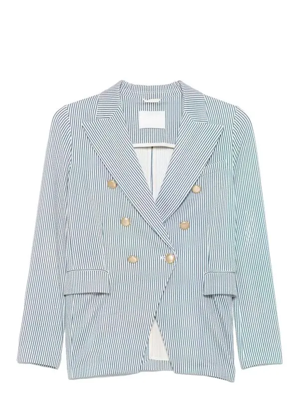 CIRCOLO 1901 Striped Double-breasted Blazer - White